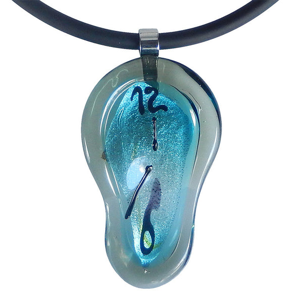 MELTING CLOCK • murano glass necklace • AQUA | black – ITALIANISSIMO
